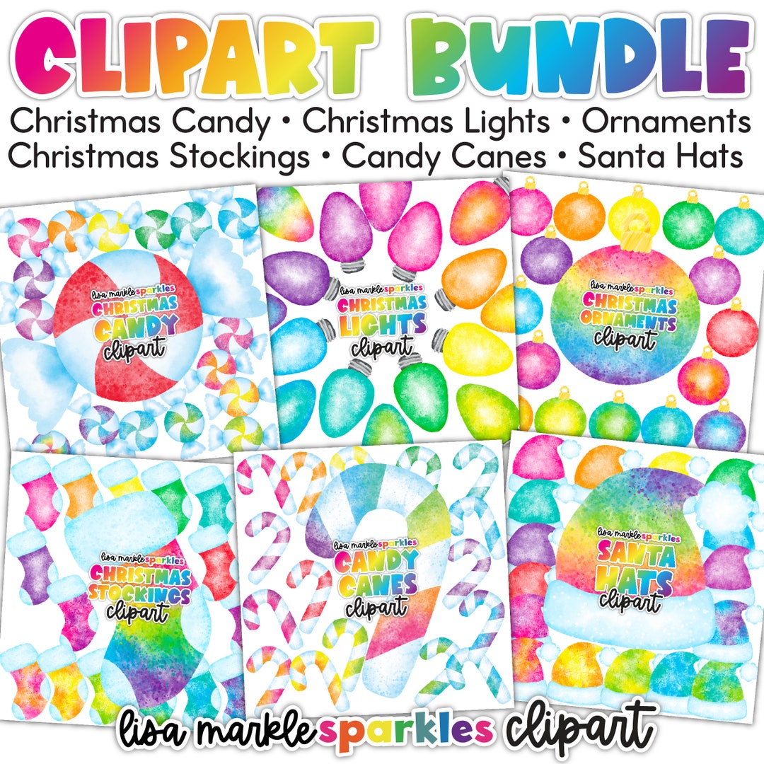Watercolor Christmas Clipart BUNDLE Peppermint Candy Candy Canes ...
