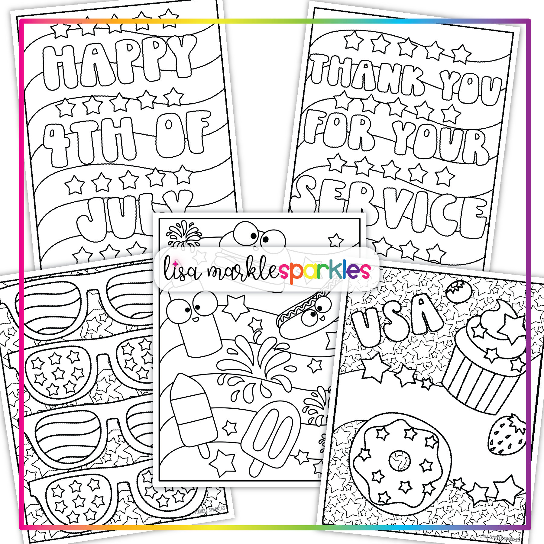Patriotic 4th Fourth of July Coloring Pages Printable PDF - Etsy