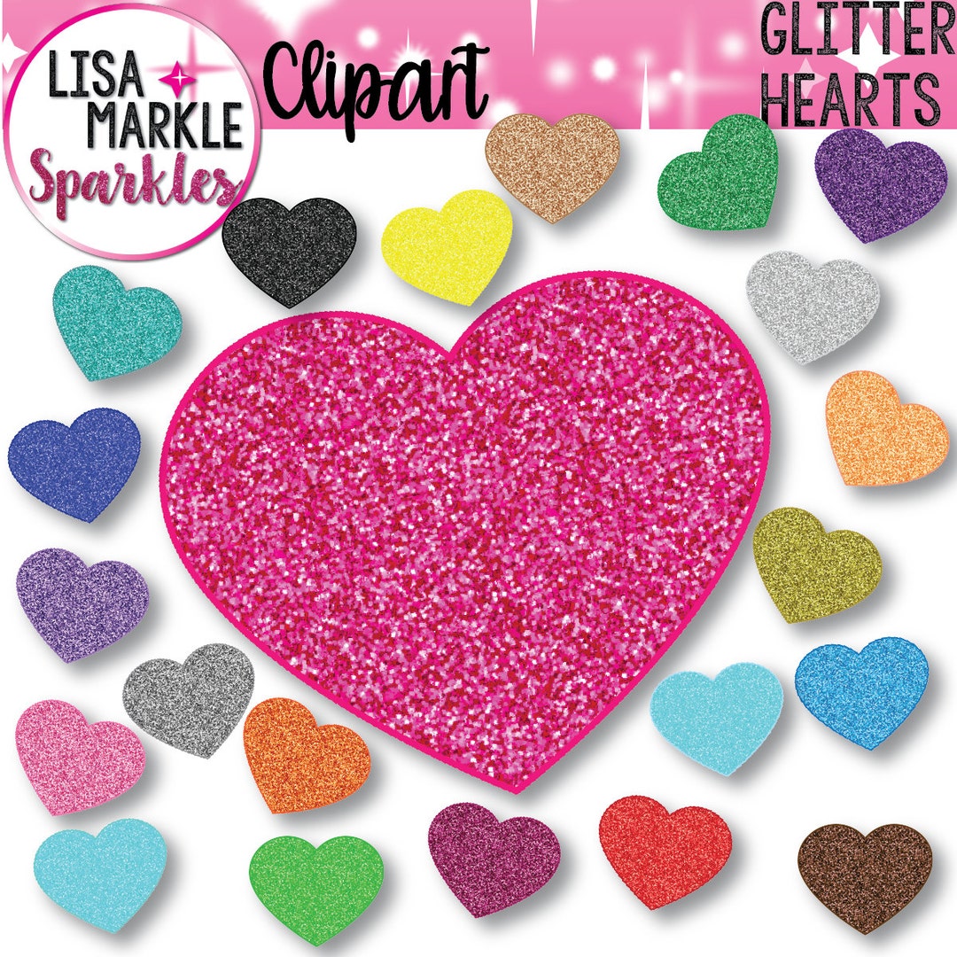Heart Clipart, Glitter Heart Clipart, Valentine's Day Clipart - Etsy