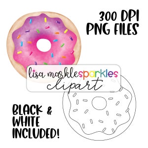 Watercolor Rainbow Donut Clipart Doughnut Bakery Dessert Sweet Pastry ...