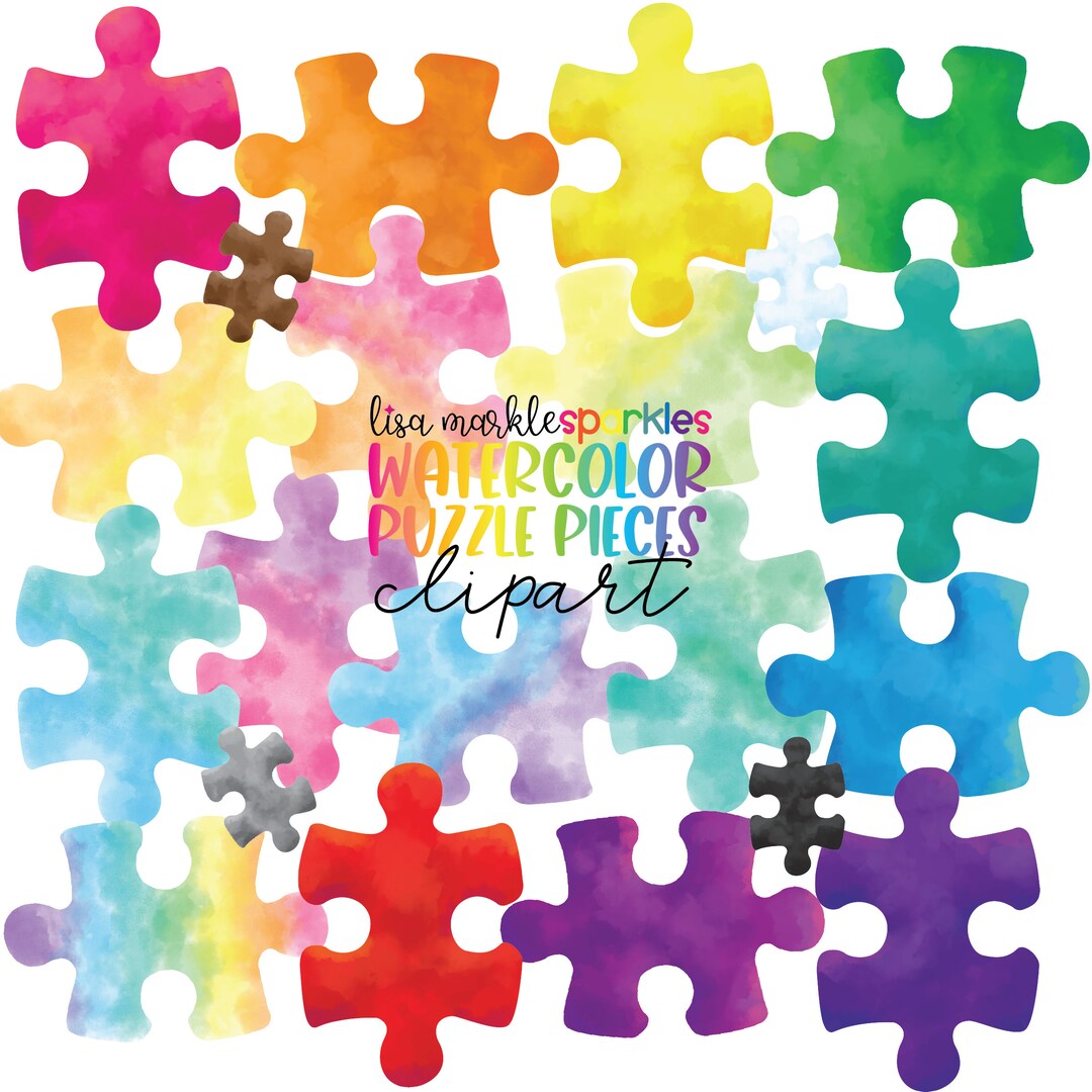 Watercolor Rainbow Jigsaw Puzzle Piece Clipart PNG Image Digital ...