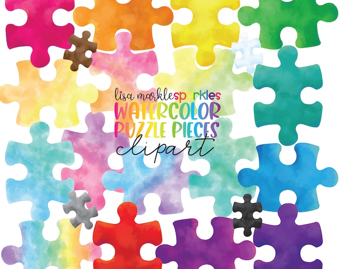 Watercolor Rainbow Jigsaw Puzzle Piece Clipart PNG Image - Etsy