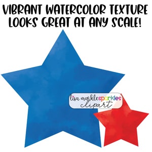Watercolor Patriotic Star Clipart Stars and Stripes Red White Blue 4th ...