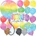 Watercolor Balloon Clipart Rainbow Birthday Party Celebration Clipart ...