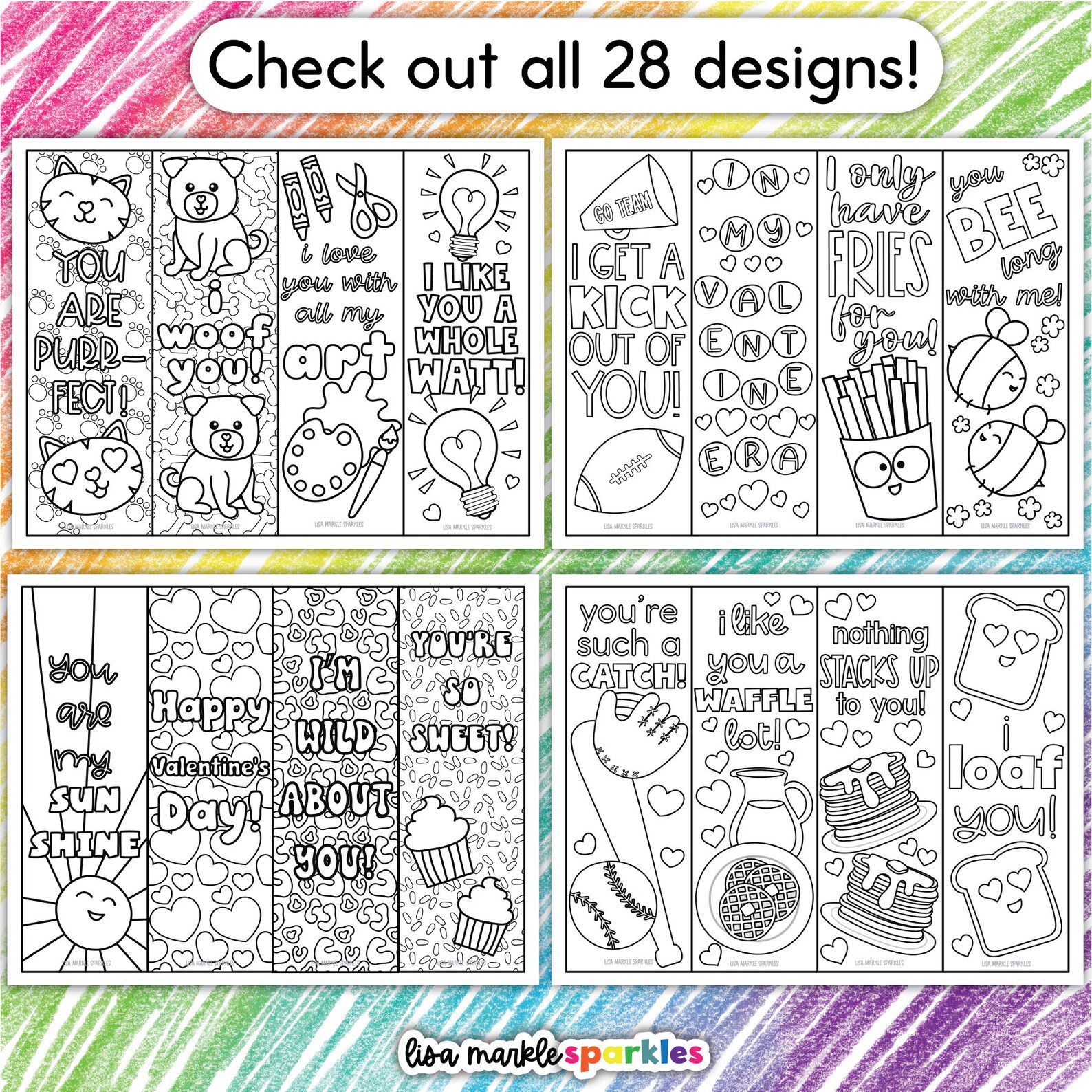 Valentine's Day Bookmarks to Color Coloring Activity Printable for Kids ...