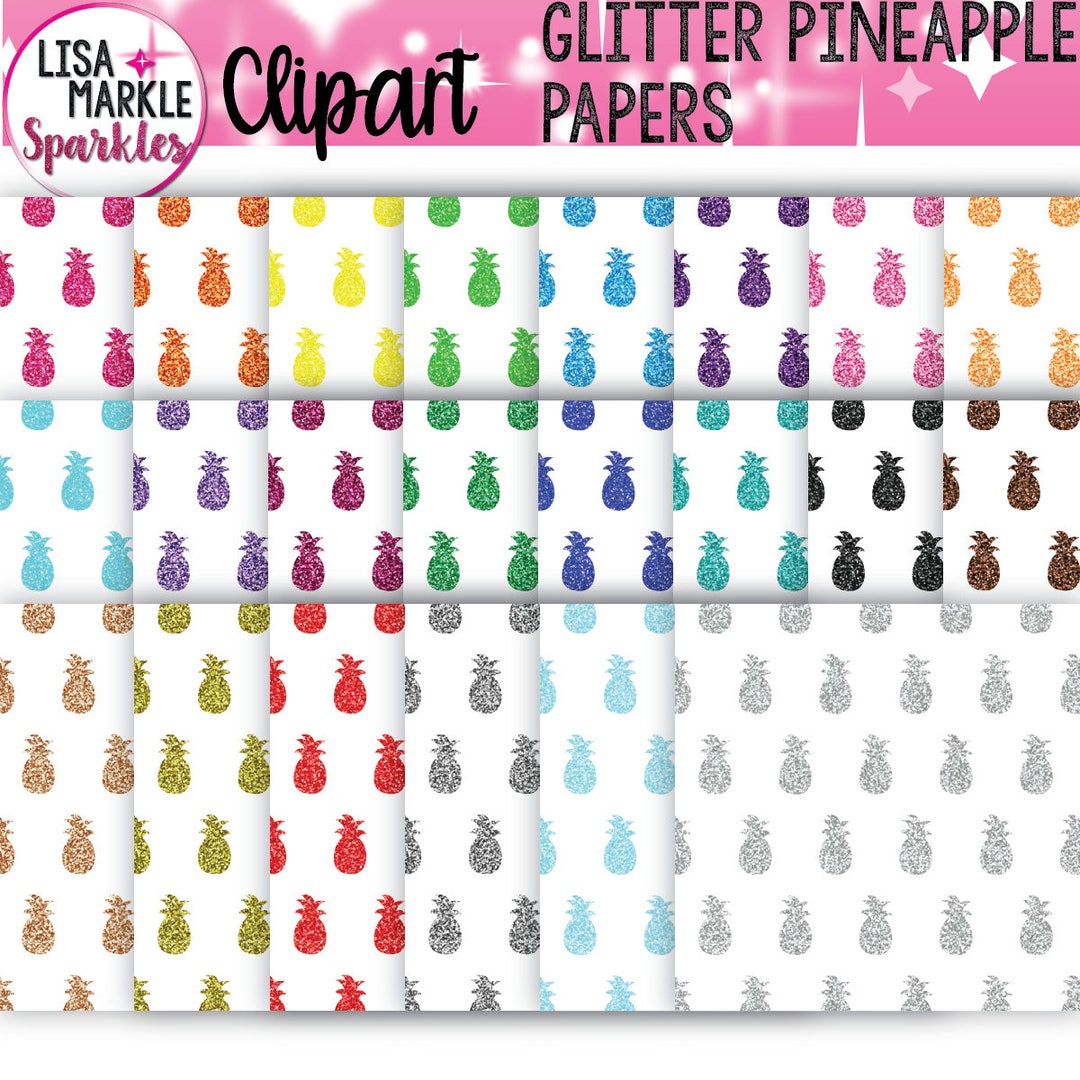 Rainbow Digital Paper, Glitter Digital Paper, Pineapple Digital Paper ...