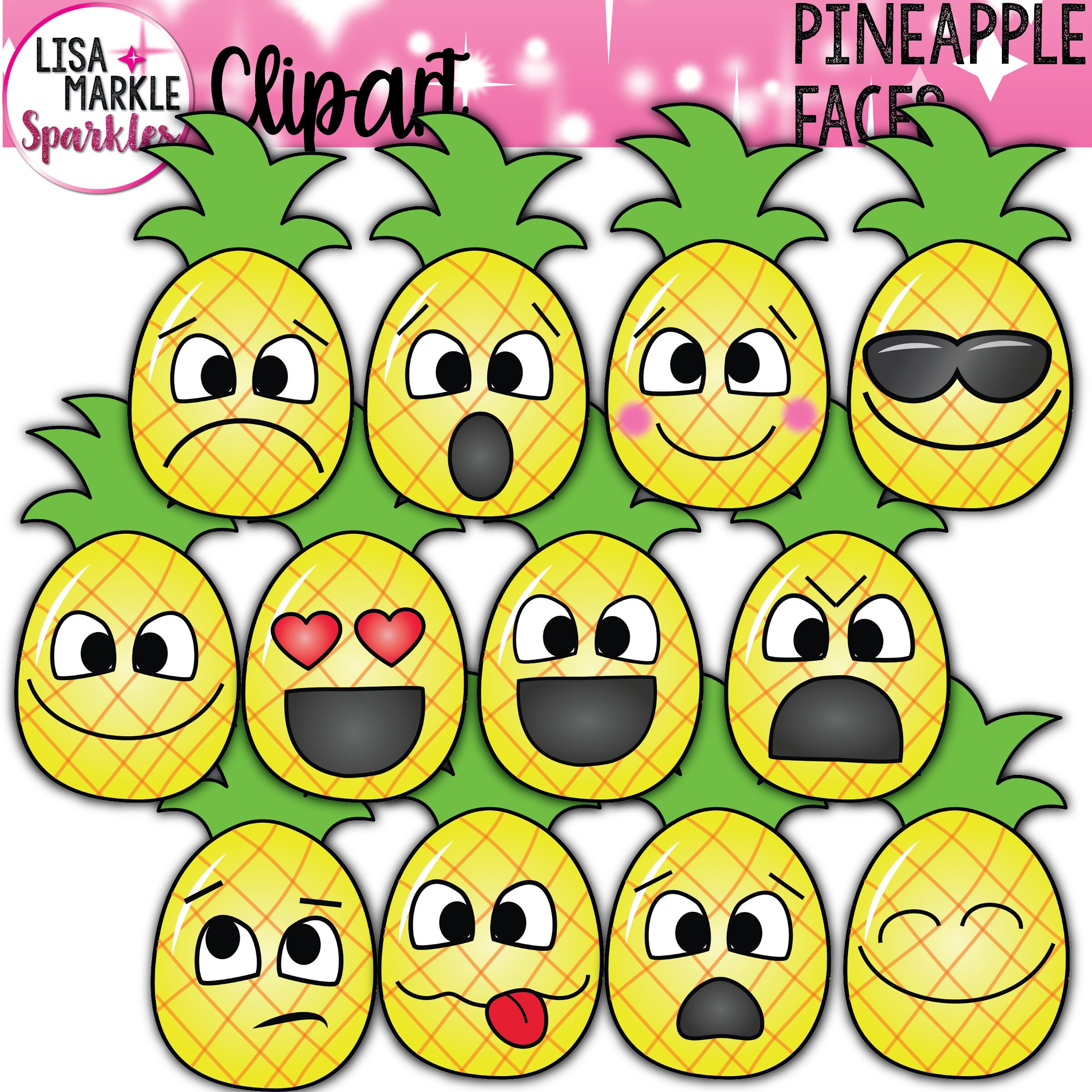 Pineapple Clipart Pineapple Clipart With Faces Emoji - Etsy