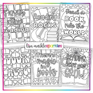 Reading Library Book Coloring Pages Printable PDF for Kids and Adults ...