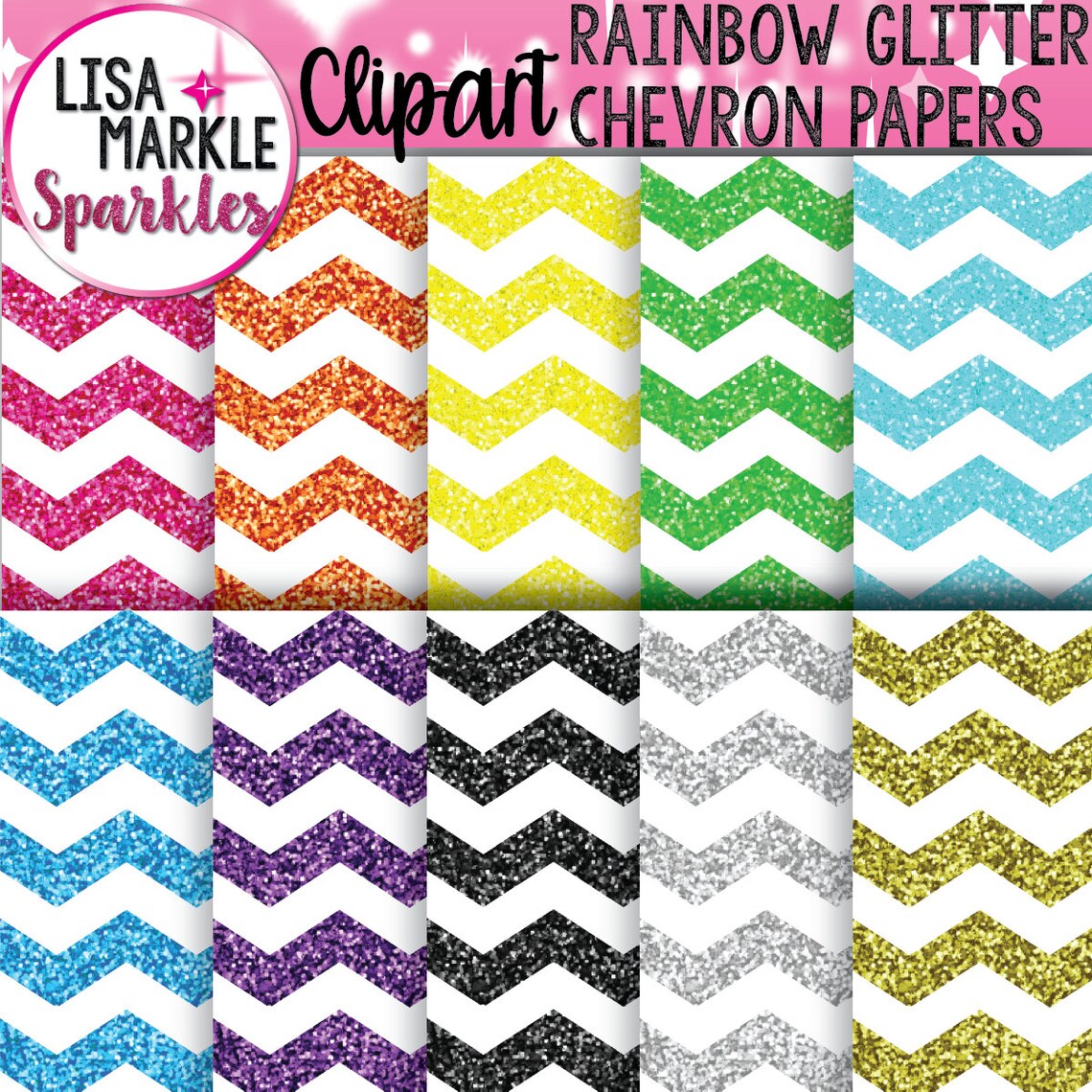 Chevron Digital Paper Glitter Chevron Clipart - Etsy