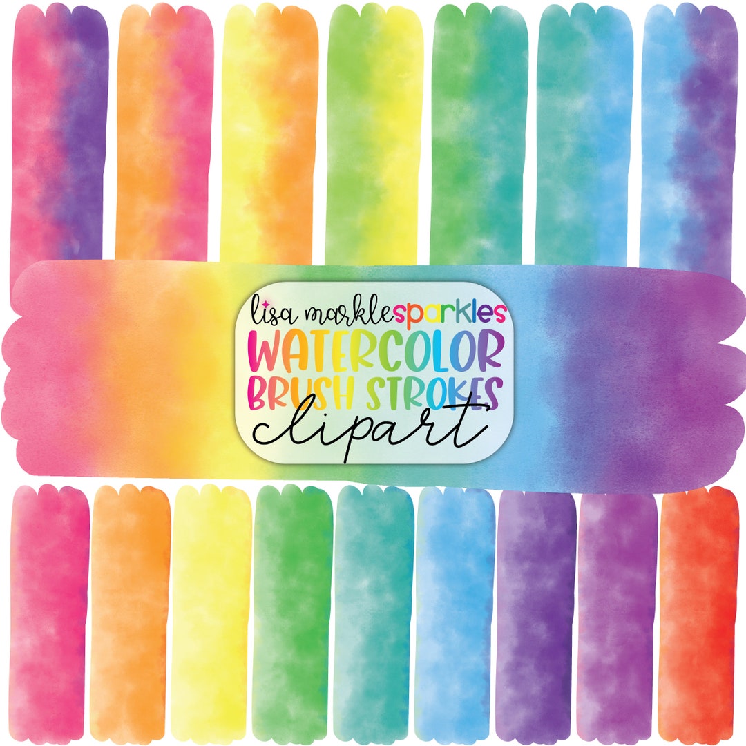 Watercolor Rainbow Paint Brush Stroke Clipart PNG Image Planner ...