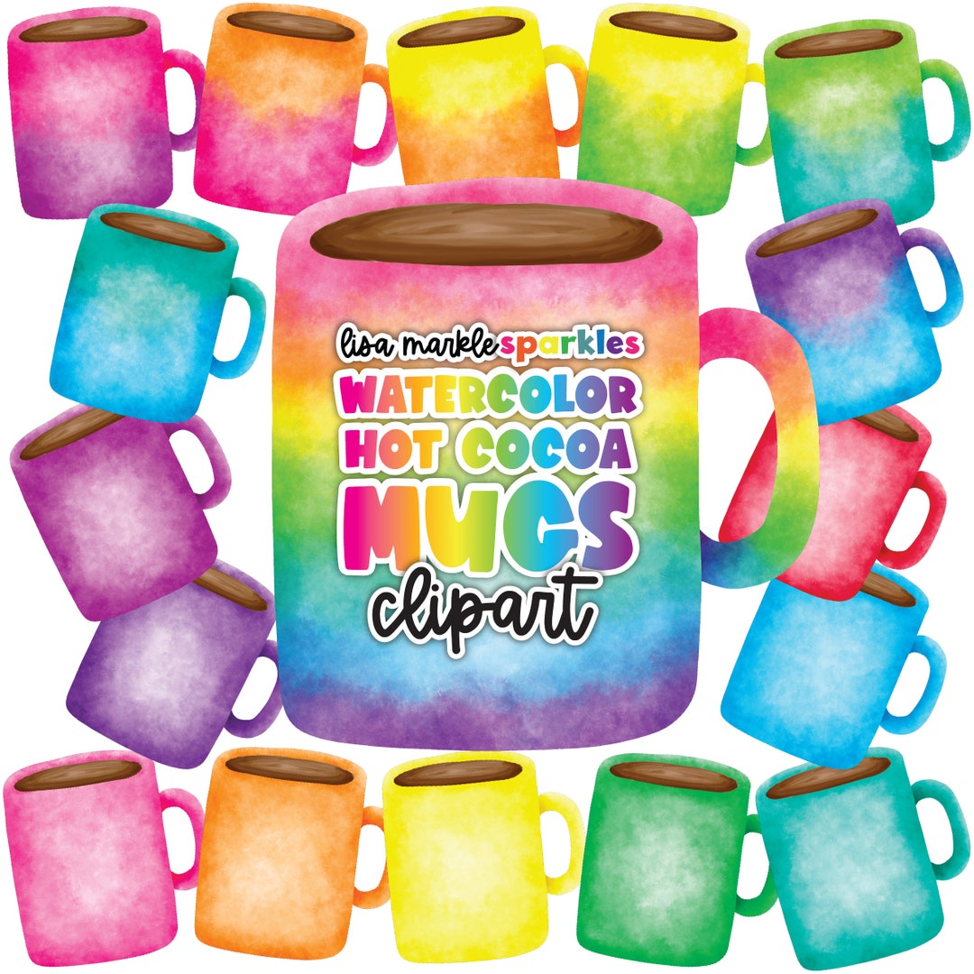 Watercolor Coffee Hot Chocolate Cocoa Mugs Clipart PNG Image Instant ...