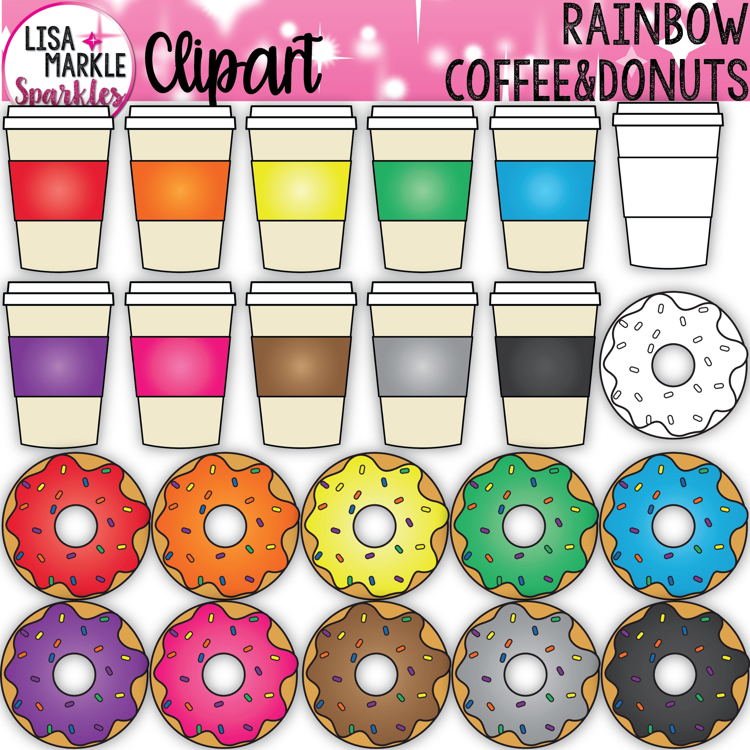 Coffee Clipart Doughnut Clipart Donut Clipart Cafe Clipart | Etsy