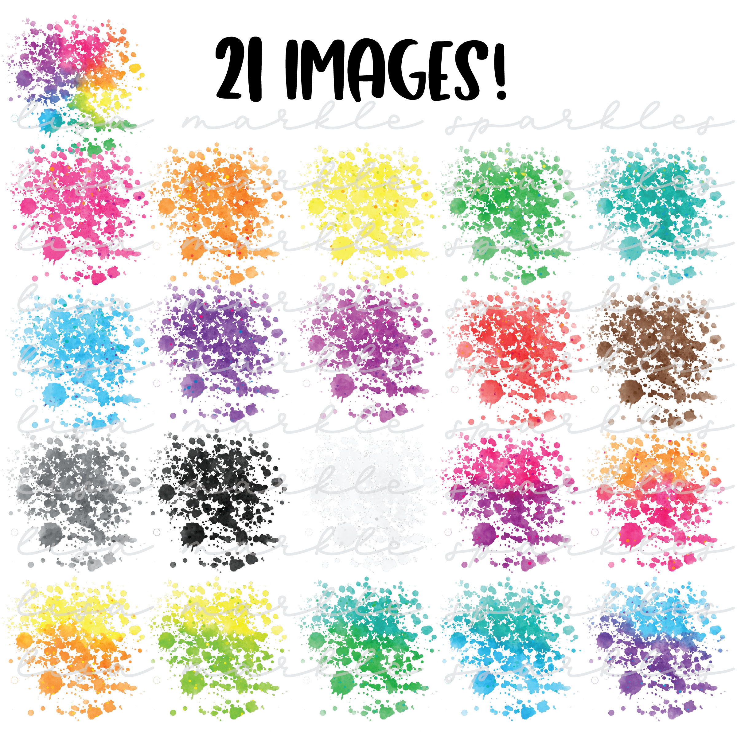 Watercolor Splashes Clipart Rainbow Watercolor Washes Splotches Brush ...