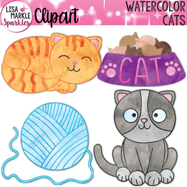Cat Clipart Pet Clipart Animal Clipart Watercolor Clipart - Etsy