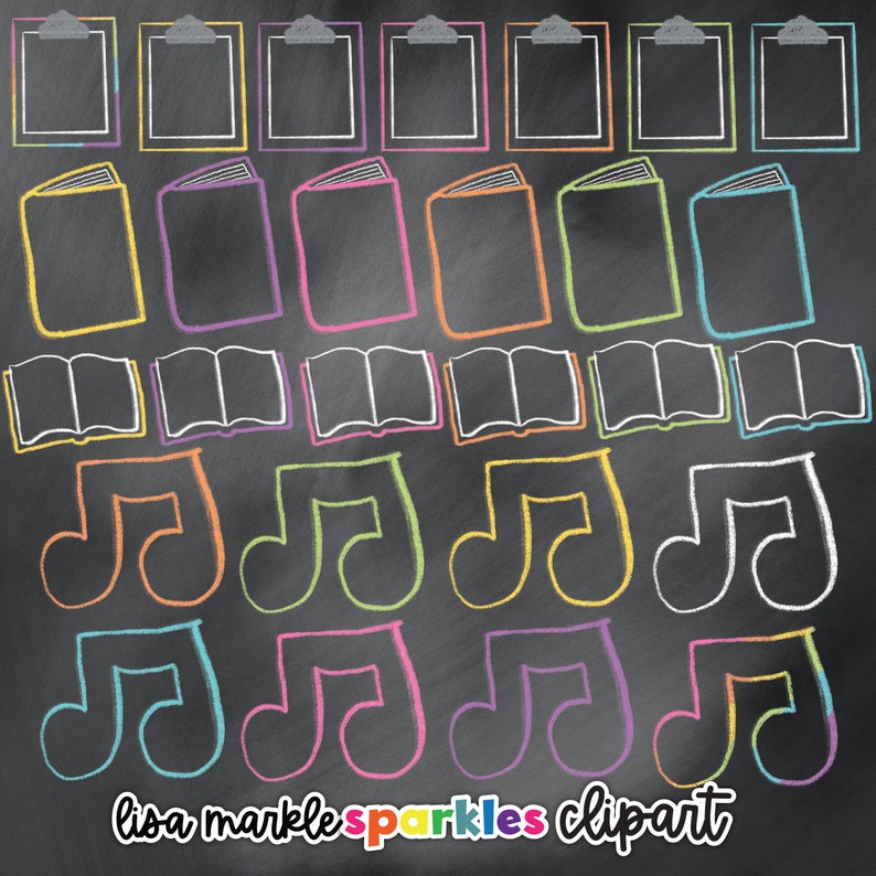 Chalkboard Doodles Clipart Back to School Teacher Classroom Chalkboard ...