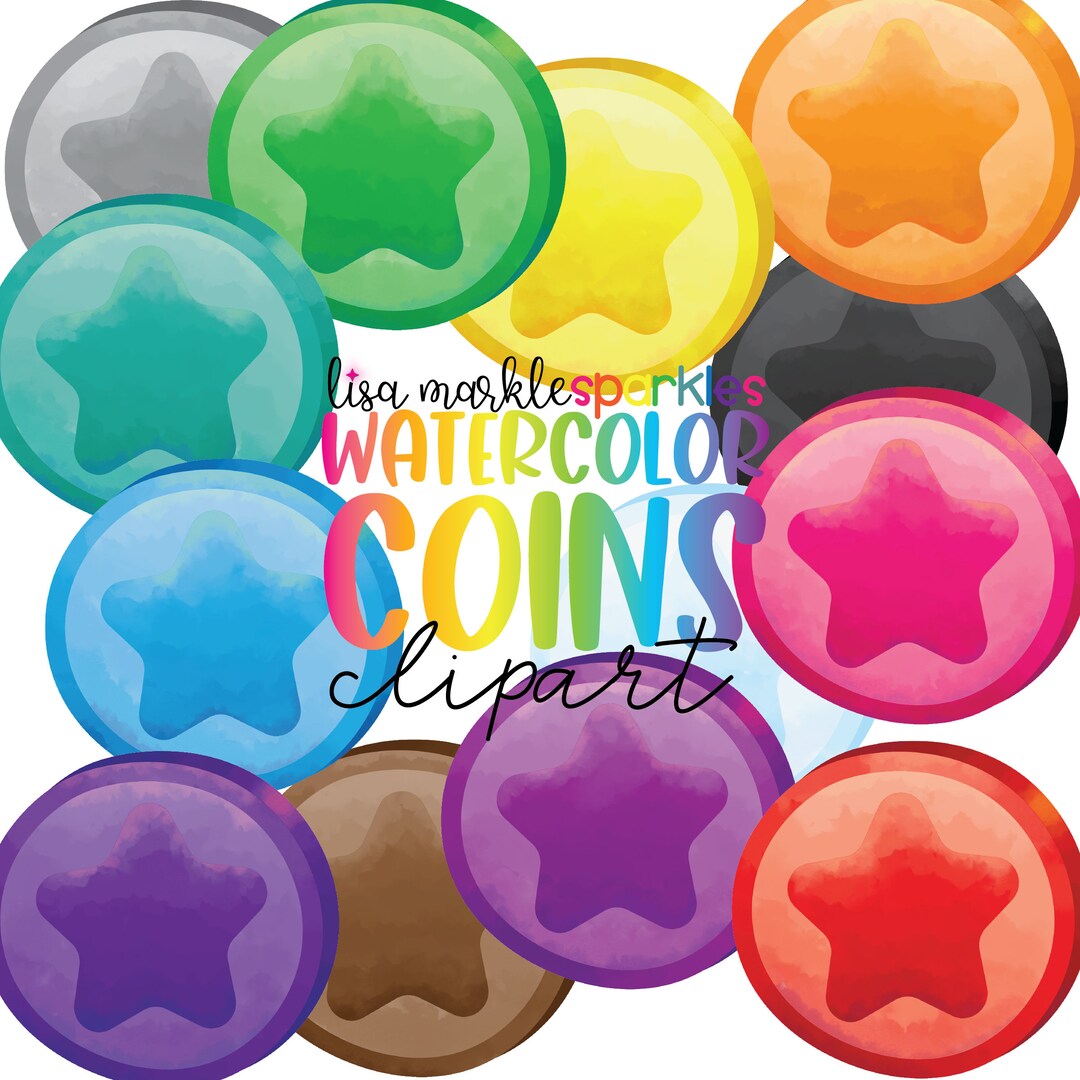 Watercolor Rainbow Money Shopping Pay Day Planner Coin Bank Currency ...