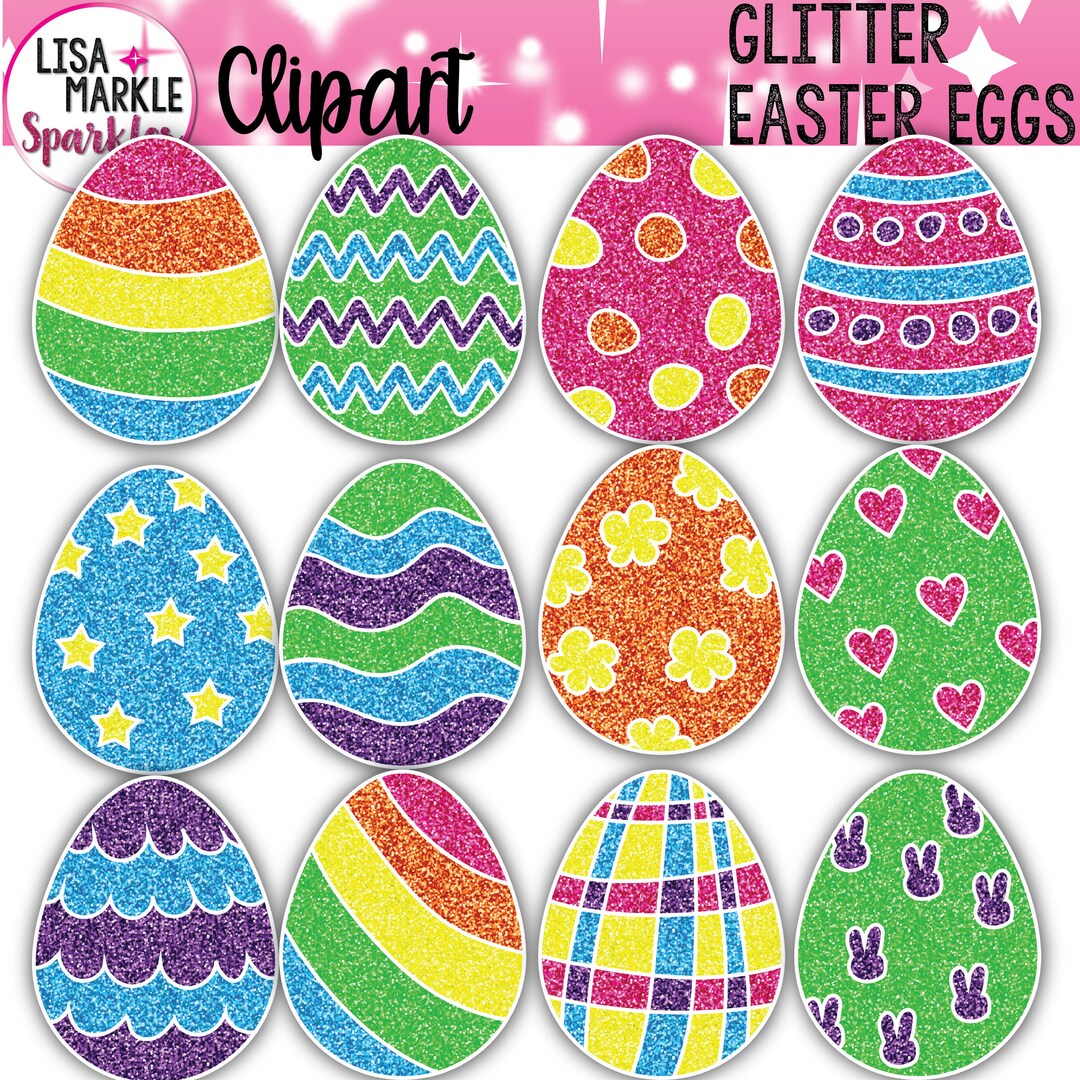Easter Egg Clipart, Glitter Easter Egg Clipart, Spring Clipart, Easter ...