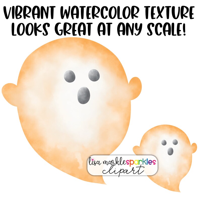 Watercolor Halloween Ghost Spooky Cute Clipart PNG Image Instant ...