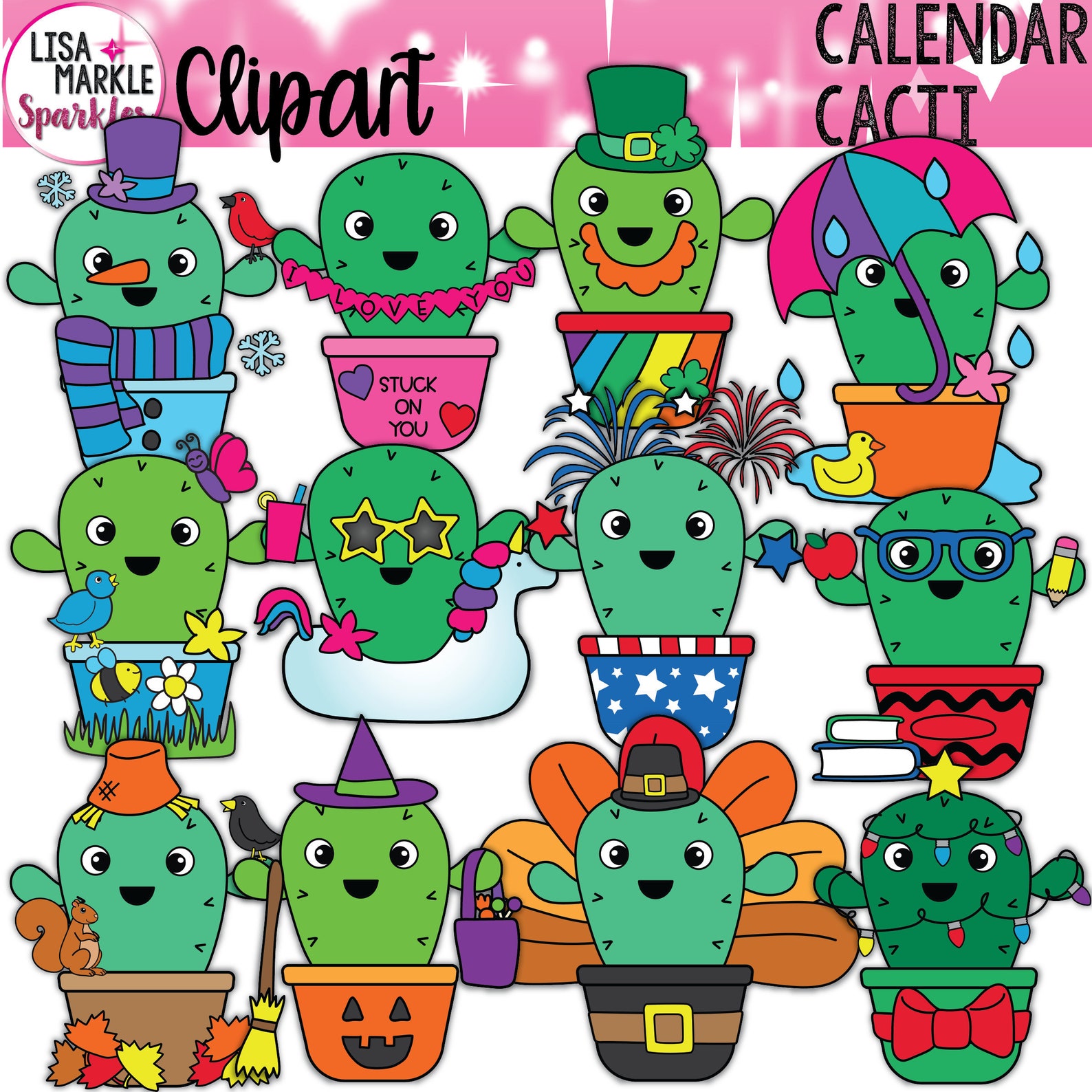 Cute Cactus Clipart Summer Cactus Clipart Fall Cactus - Etsy