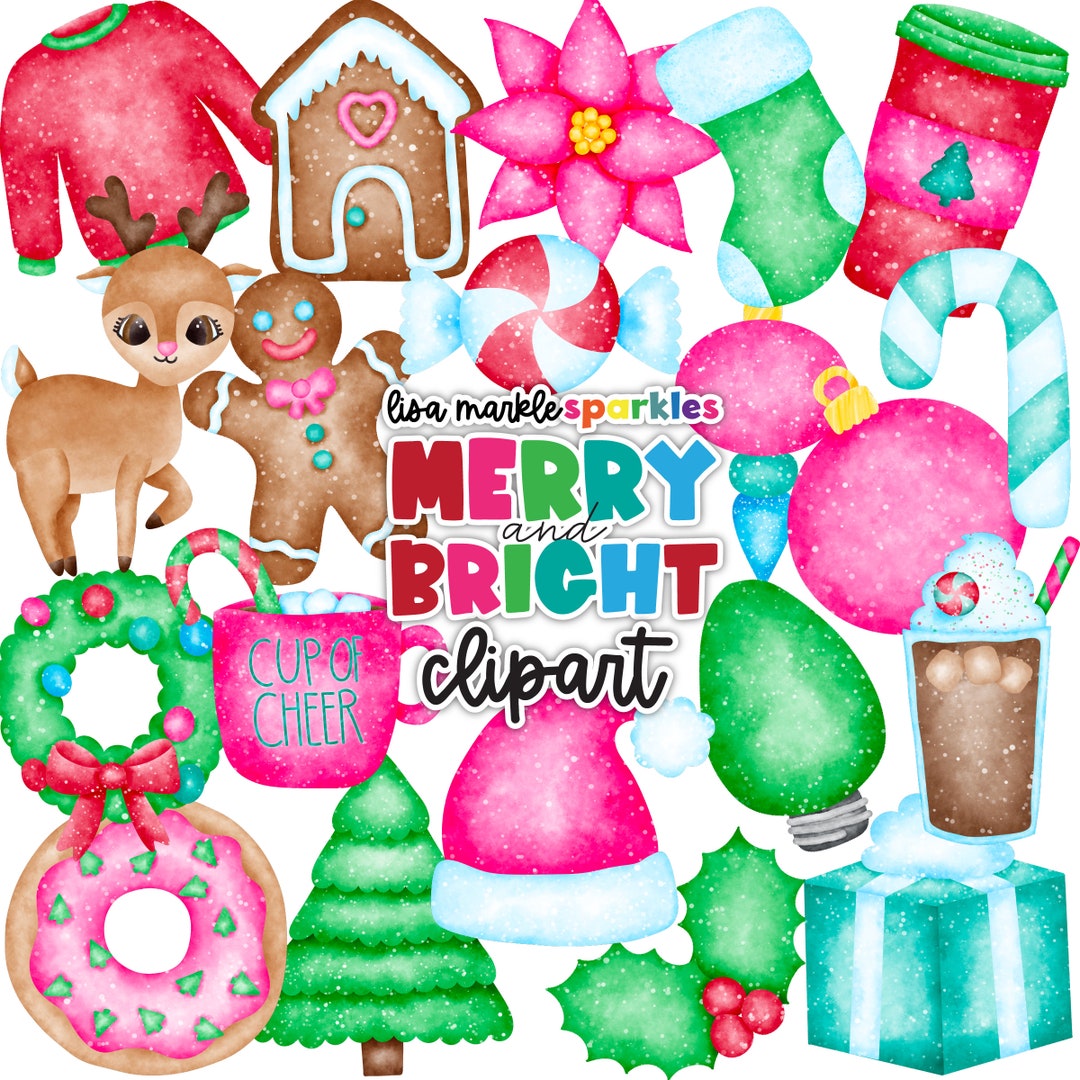 Watercolor Christmas Clipart Holiday Trees Cookies Candy Cane Hot ...
