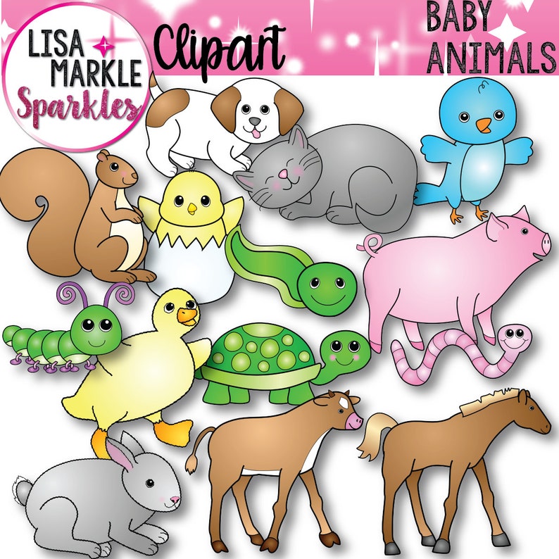 Baby Animal Clipart Spring Animal Clipart Cute Animals | Etsy