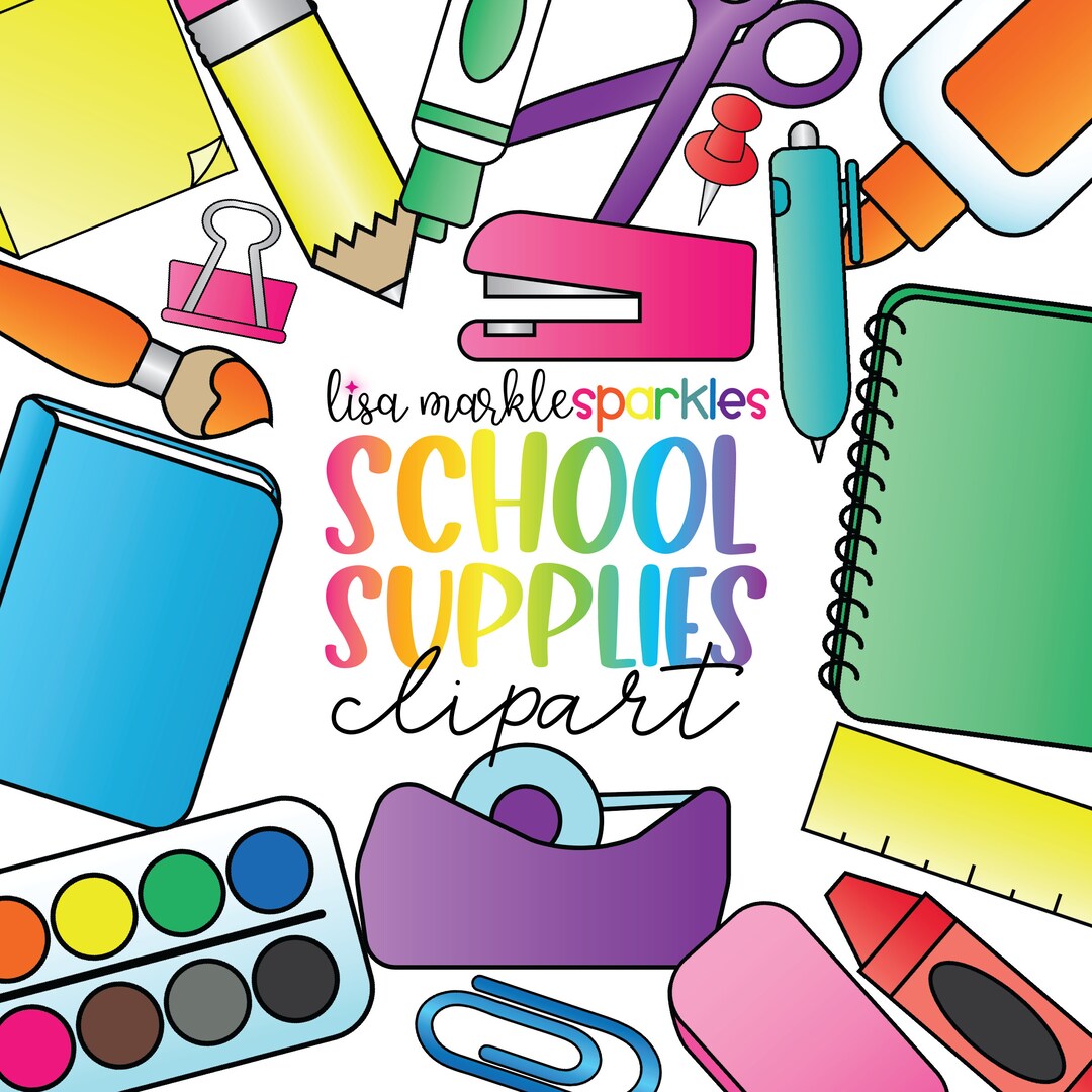 Back to School Clipart Pencil Illustrations Crayon Graphics Book ...