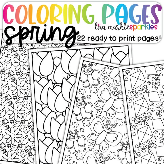 Spring Coloring Pages Sheets Printable PDF for Kids and Adults - Etsy