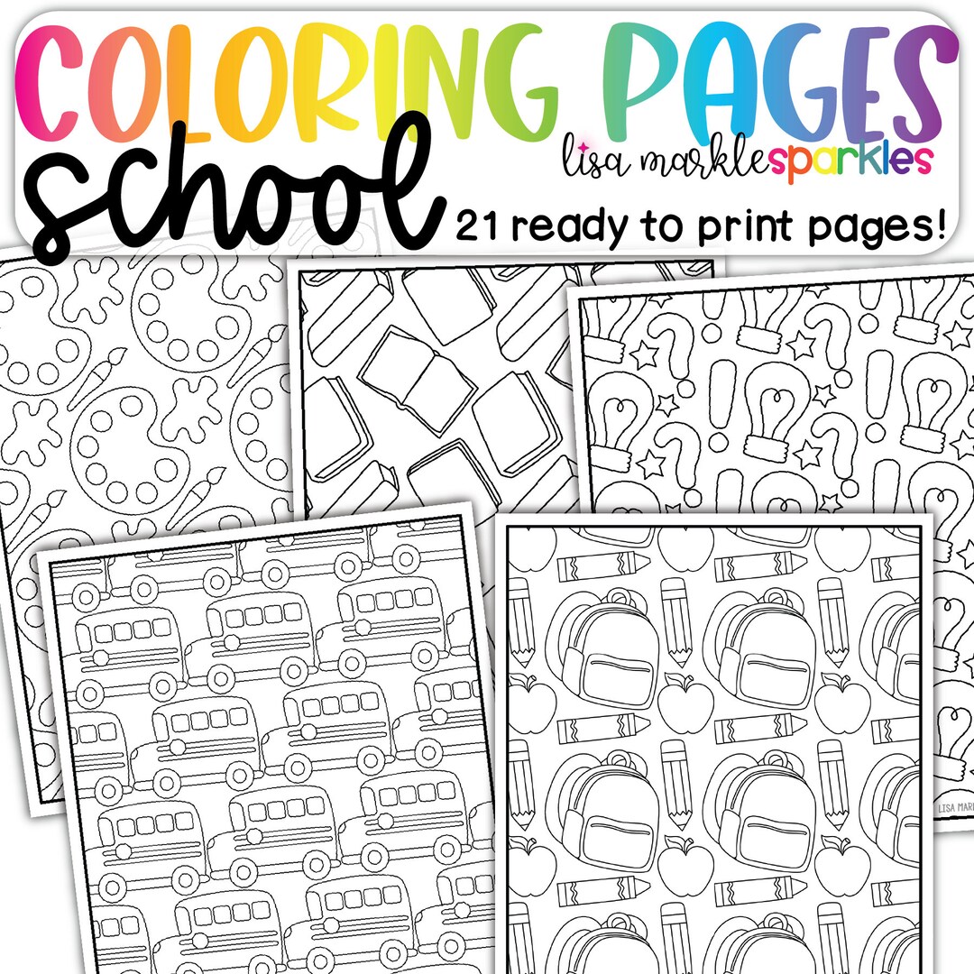 First Day of Back to School Supplies Coloring Pages Sheets Printable ...