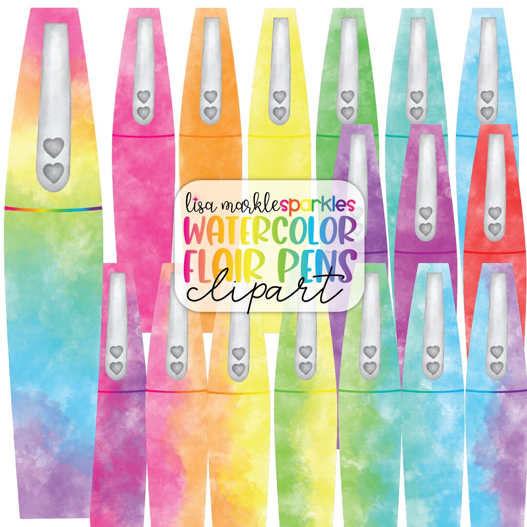 Watercolor Flair Pen Clipart PNG Image Office School Supplies Teacher ...
