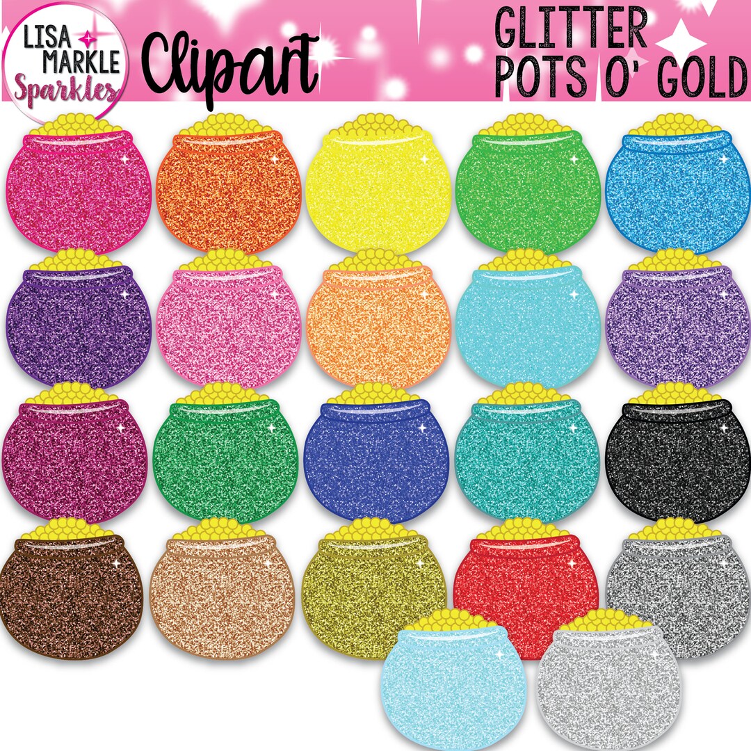 Pot of Gold Clipart, Saint Patrick's Day Clipart, Glitter Clipart - Etsy