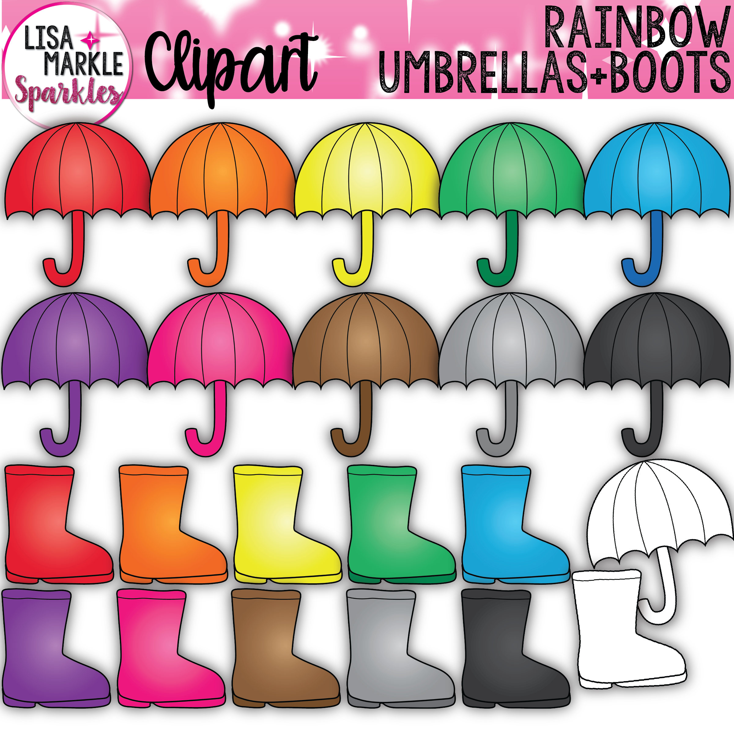 Umbrella Clipart, Rain Boots Clipart, April Clipart, Rain Clipart ...