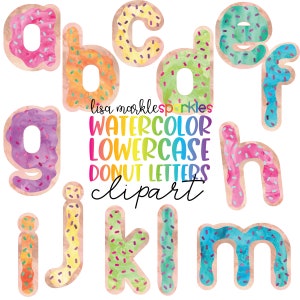 Watercolor Donut Lowercase Alphabet Letters and Numbers Clipart ...