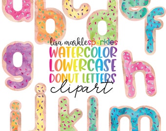 Watercolor Donut Alphabet Letters and Numbers Clipart, Doughnut Clipart ...