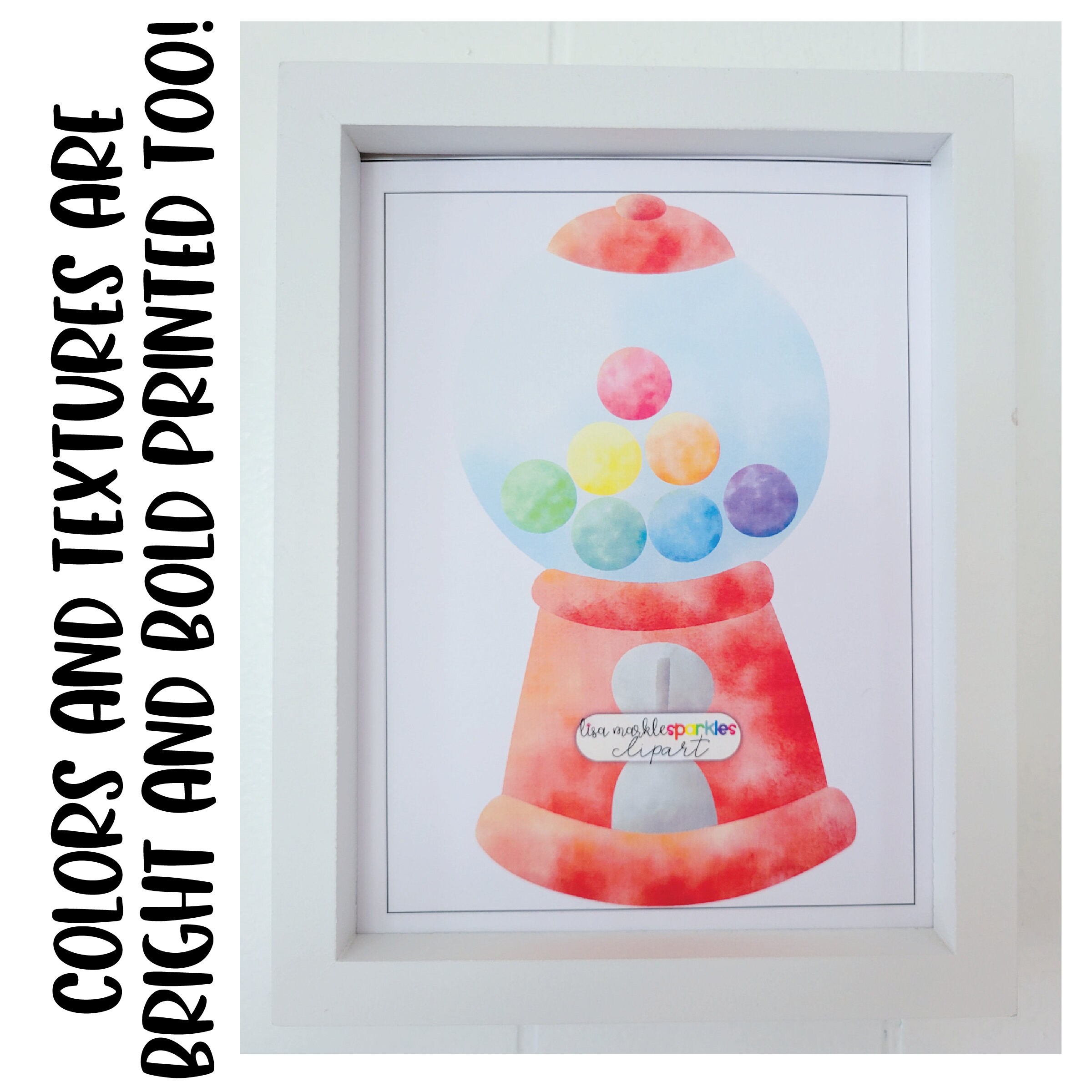 Watercolor Gumball Machine Clipart Rainbow Bubble Gum Candy - Etsy