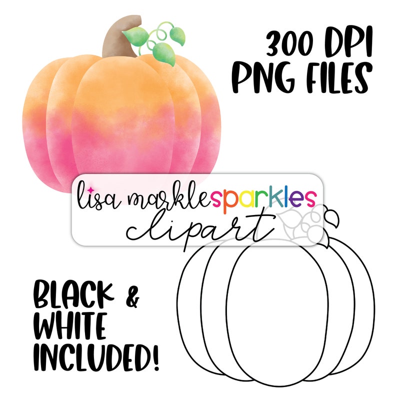Watercolor Rainbow Pumpkin Clipart Fall Autumn Halloween Thanksgiving ...