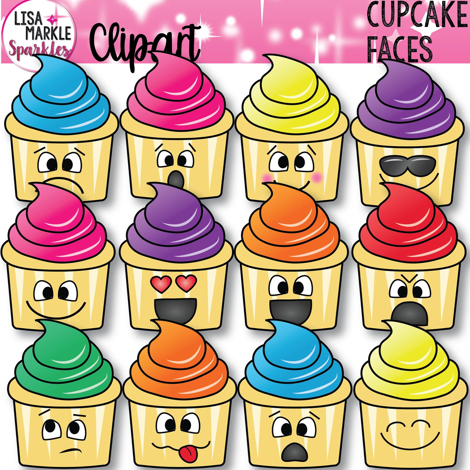 Cupcake Clipart Cupcake Emoji Clipart Cupcake Clipart With | Etsy