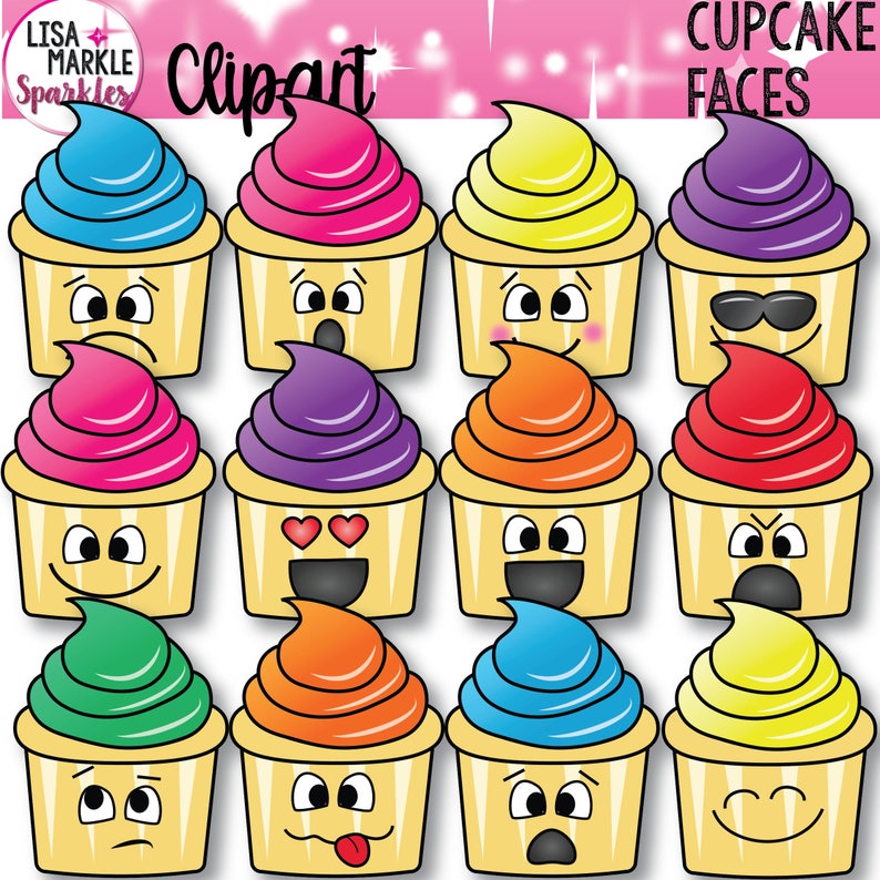 Cupcake Clipart Cupcake Emoji Clipart Cupcake Clipart With - Etsy