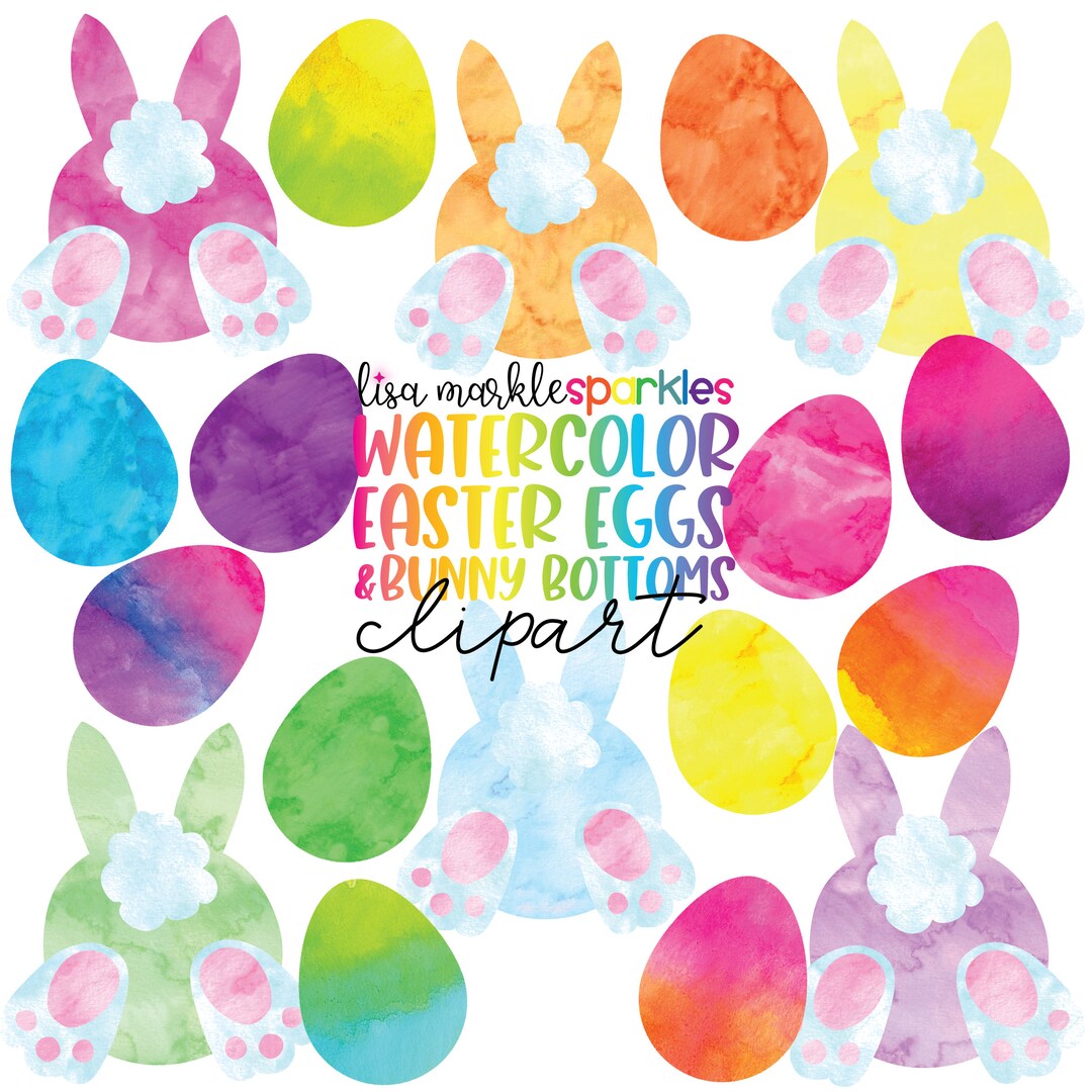 Watercolor Spring Easter Egg Bunny Clipart, Spring Clipart Instant ...