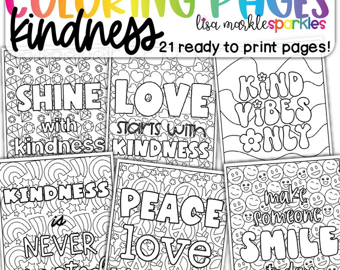 Kindness Coloring Pages Sheets Printable PDF for Kids and Adults Spread ...
