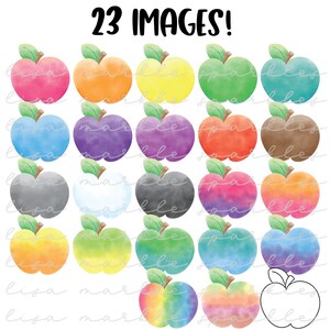 Watercolor Rainbow Apple Clipart PNG Image Fall Autumn Food Fruit Back ...
