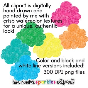 Watercolor Rainbow Cloud Clipart Rain Weather Spring Rainy Day Cloud ...
