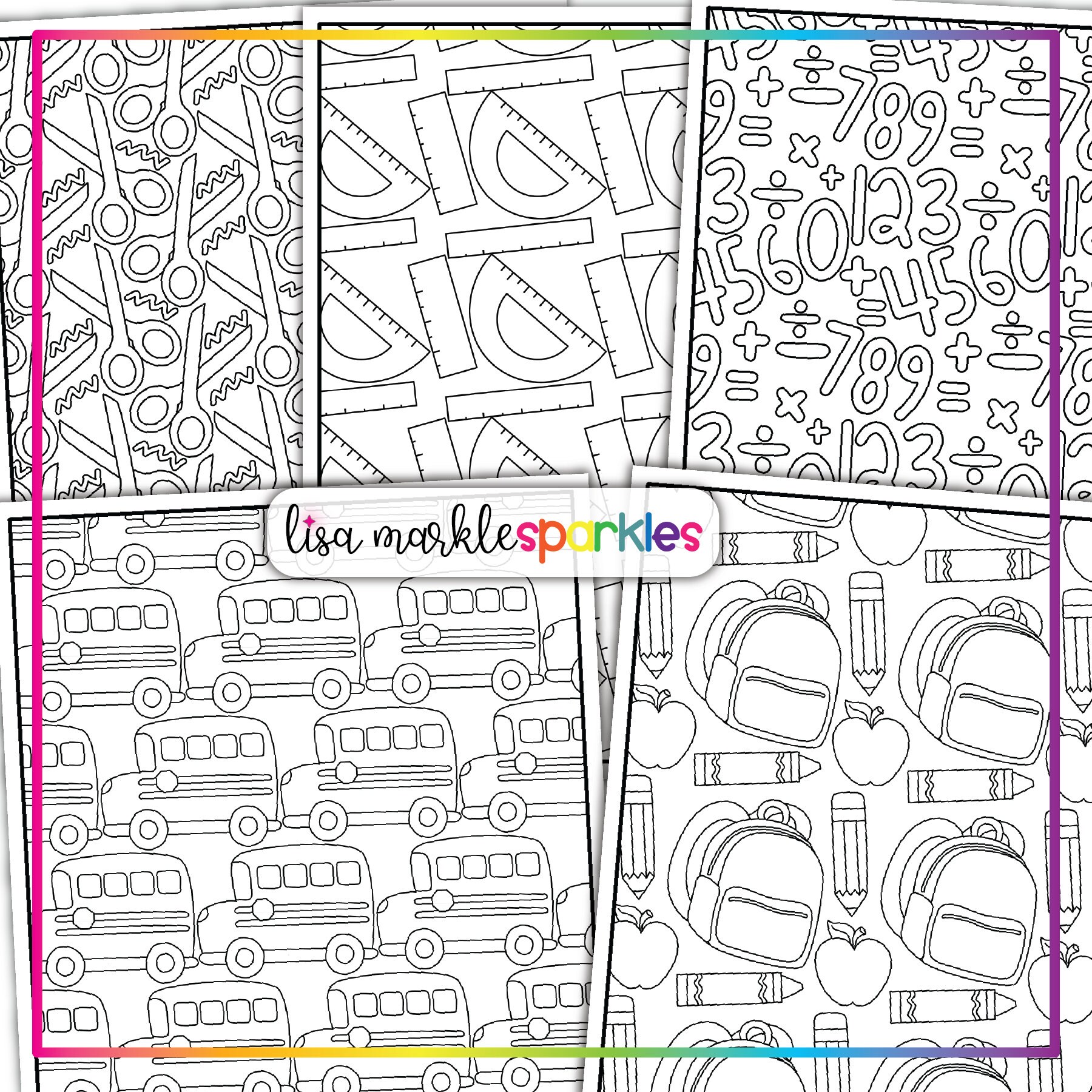 First Day of Back to School Supplies Coloring Pages Sheets - Etsy