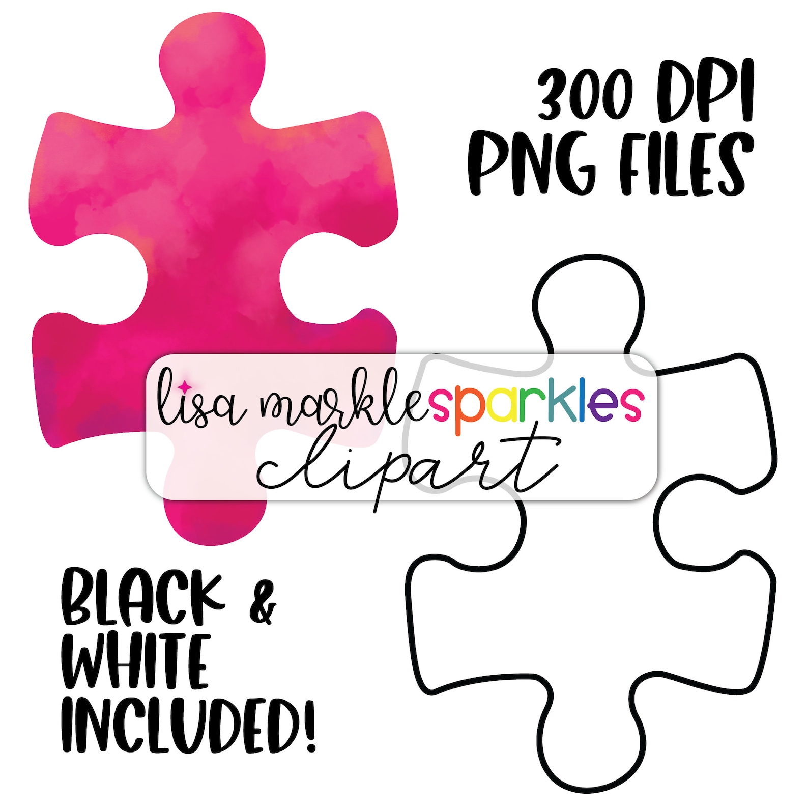 Watercolor Rainbow Jigsaw Puzzle Piece Clipart PNG Image - Etsy