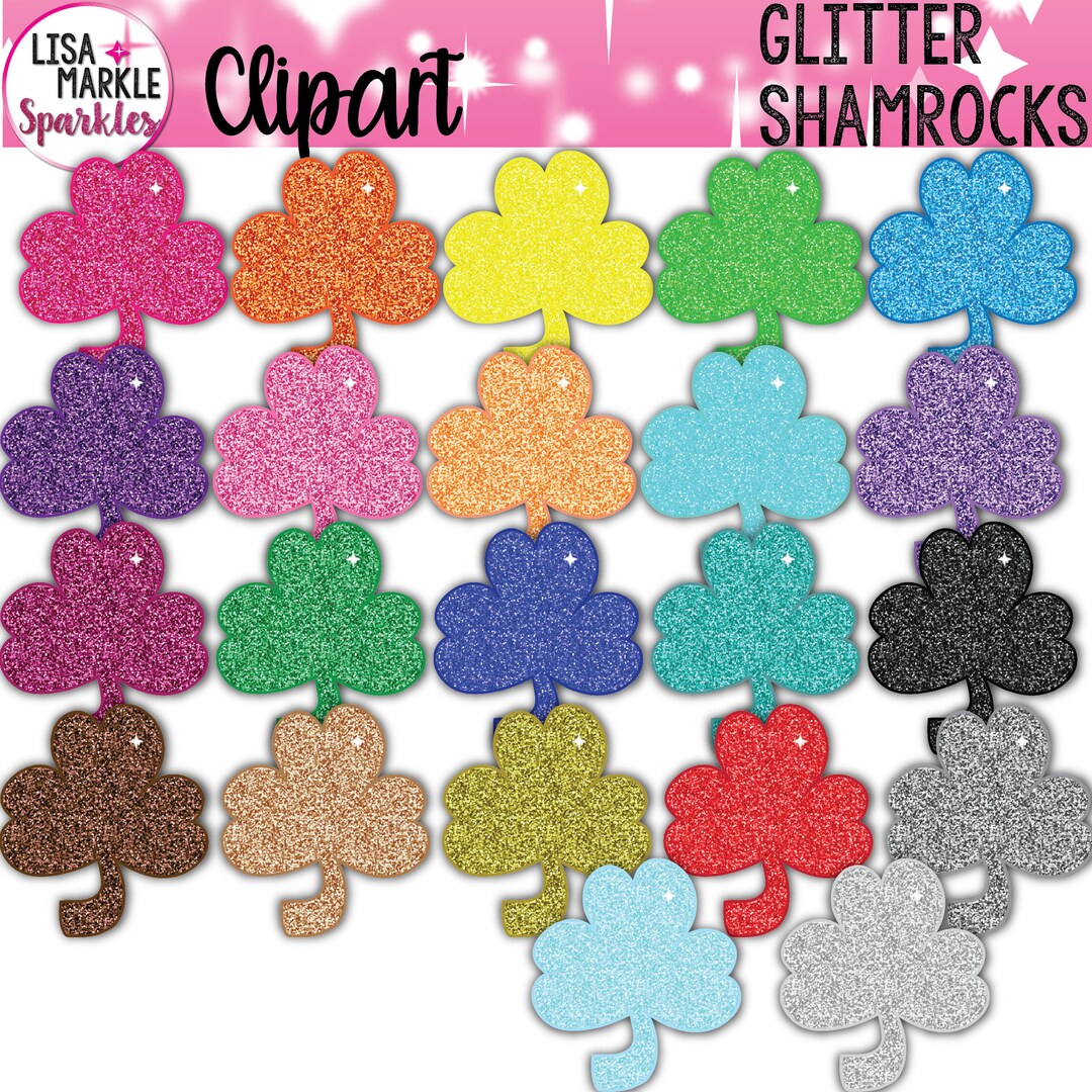 Shamrock Clipart, Glitter Shamrock Clipart, Clover Clipart, Saint ...