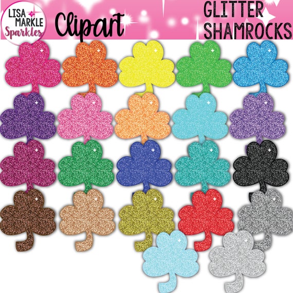 Shamrock Clipart Glitter Shamrock Clipart Clover Clipart - Etsy