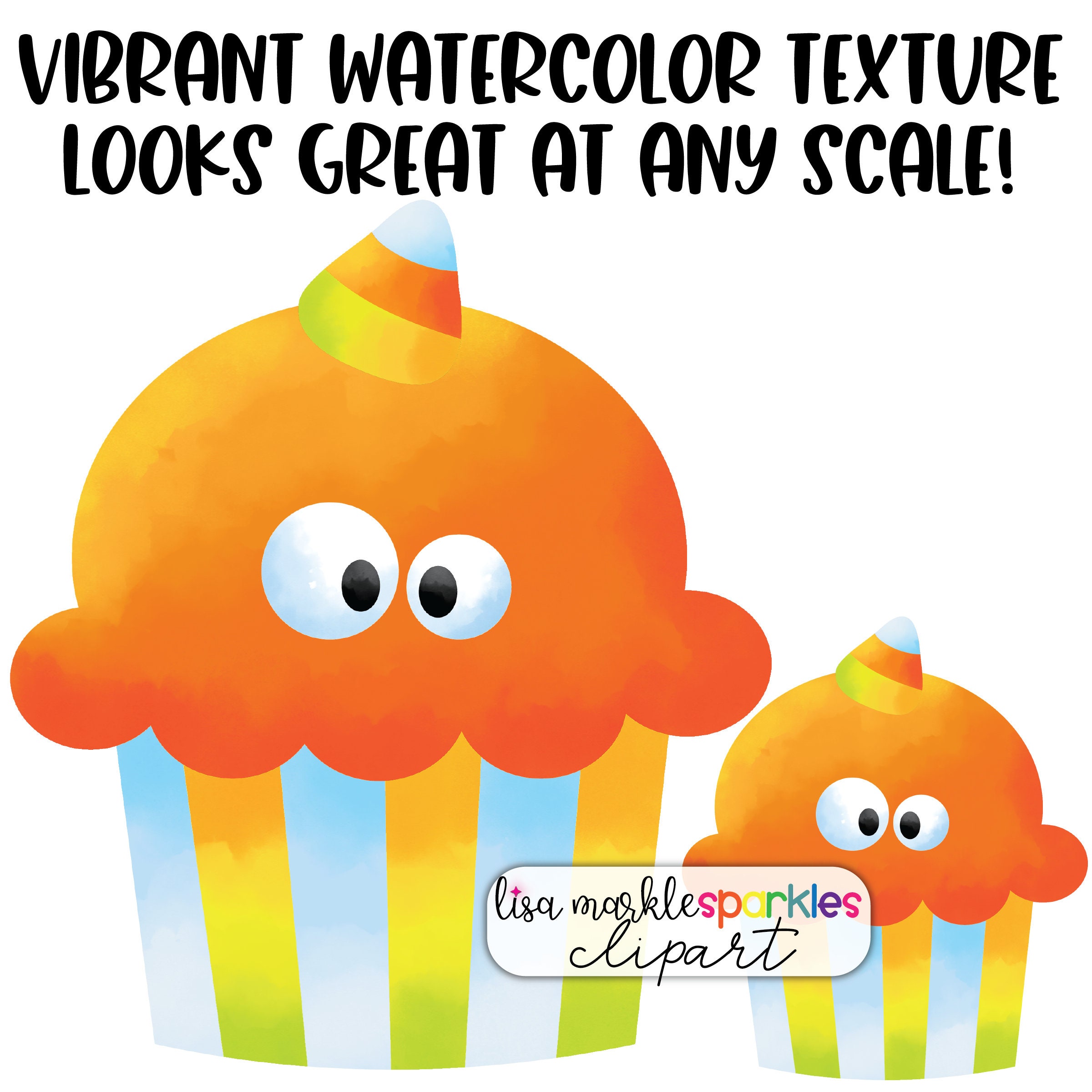 Watercolor Halloween Cupcake Clipart Pumpkin Fall Monster Skull Autumn ...