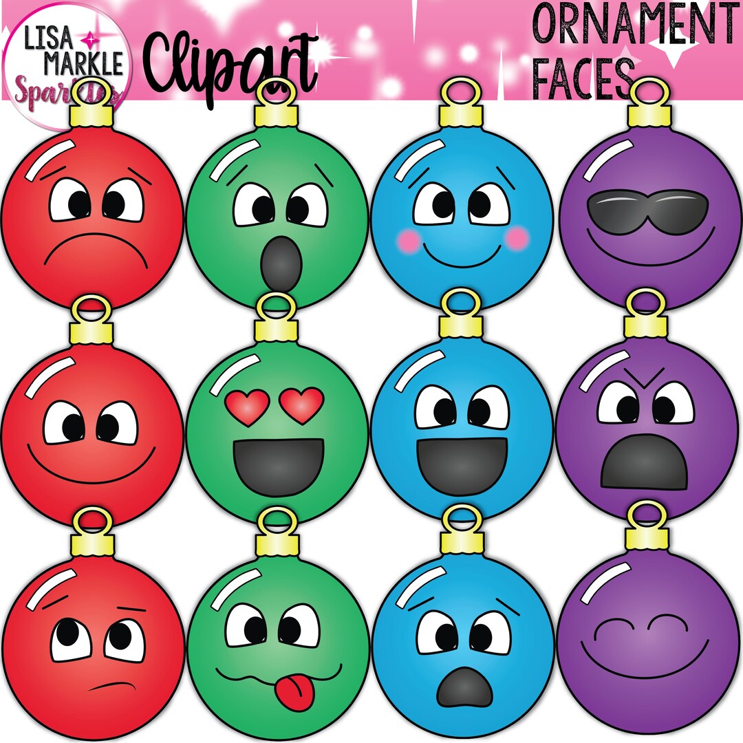 Christmas Ornament Clipart, Emoji Faces Clipart - Etsy