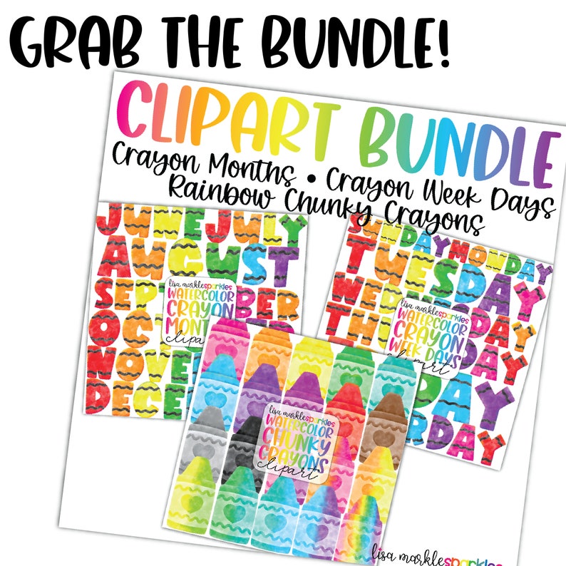 Watercolor Rainbow Crayon Clipart School Teacher Preschool Craft ...