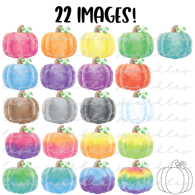 Watercolor Rainbow Pumpkin Clipart Fall Autumn Halloween Thanksgiving ...