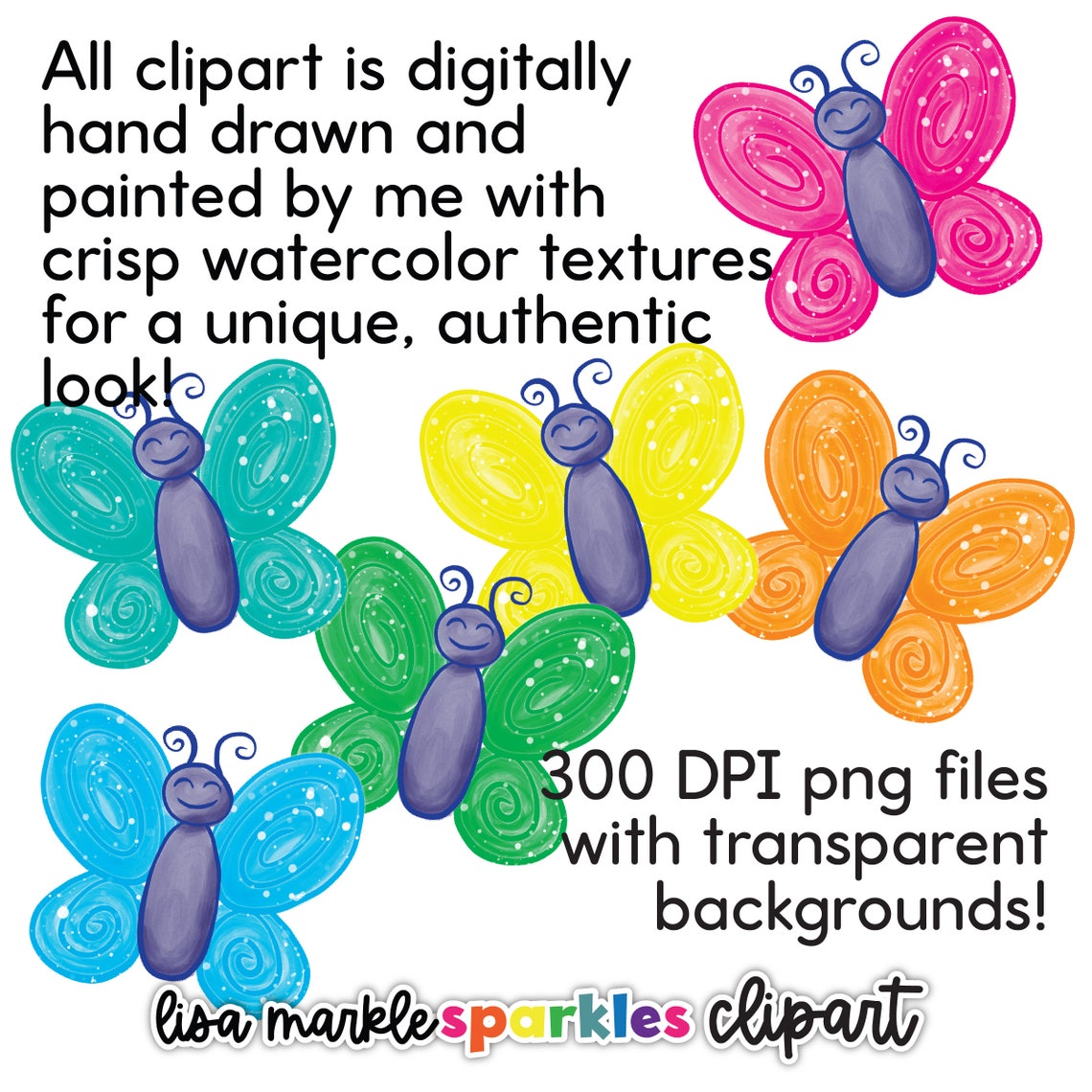Watercolor Butterfly Clipart Rainbow Butterfly Spring Garden PNG Image ...